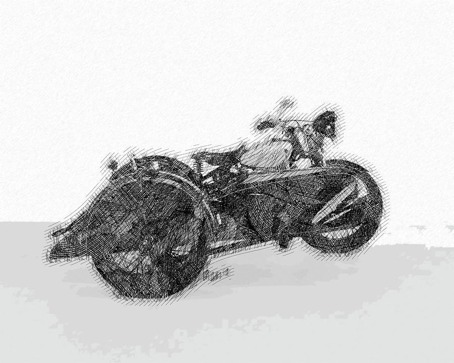 1936 Puch 250 S4 4 Classic Cars - Etching Poster Digital Art by Celestial Images - Fine Art America