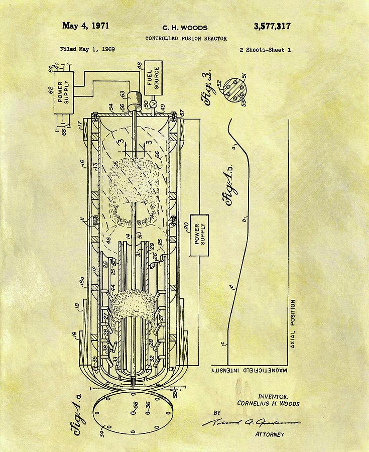 1971 Fusion Reactor Patent Drawing by Dan Sproul | Pixels