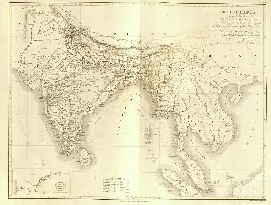 19th century map of India and Indochina b1 Photograph by Historic ...