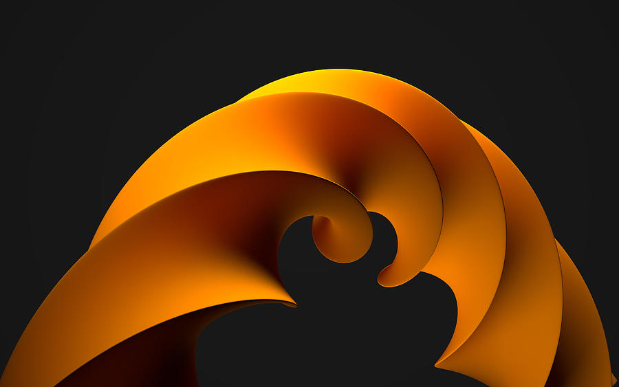 Abstract Object As Orange Swirl Curves Digital Art By Vlastimil Sestak