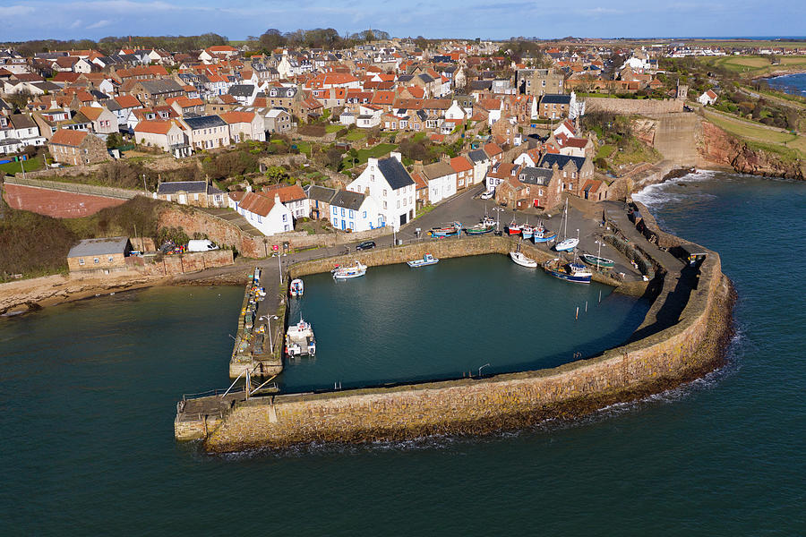 Aerial view of Crail harbour, Fife, Scotland Photograph by Iain ...