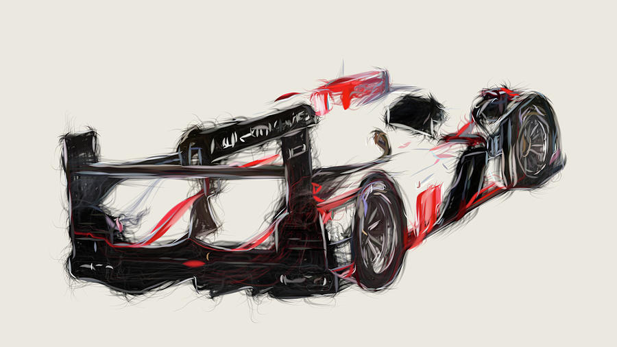 Audi R18 E Tron Quattro Car Drawing Digital Art by CarsToon Concept ...