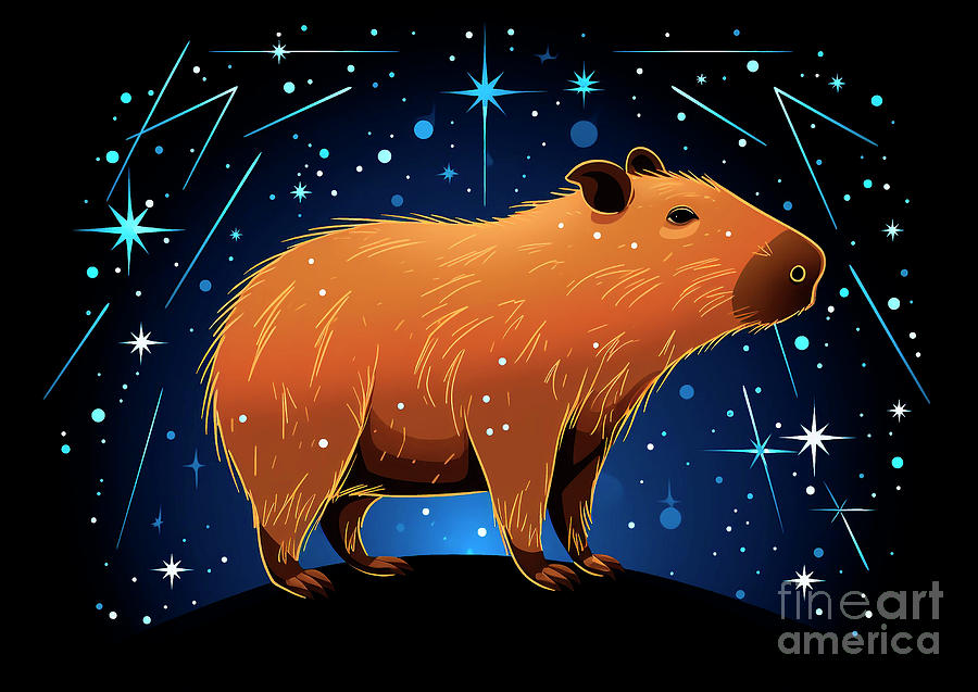 Capybara Celestial Socialites of the Celestial Wetlands Digital Art by ...