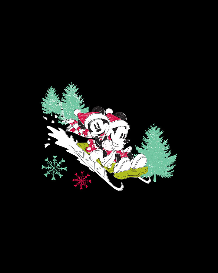 Classic Mouse and Minnie - Snow Sledding Holiday Digital Art by Tinh ...