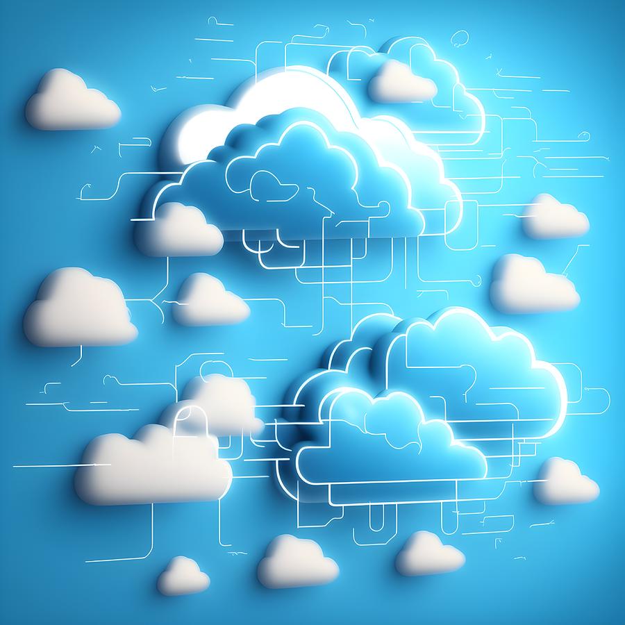 Cloud Computing Technology, Generative AI Illustration Digital Art by ...