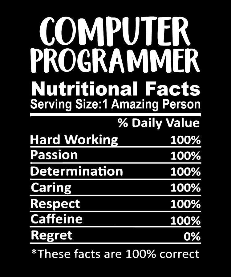 Computer Programmer Nutrition Facts Funny Digital Art by Jensen Cena - Fine Art America