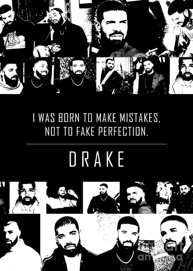 DRAKE Collage Black Digital Art by Long Jun