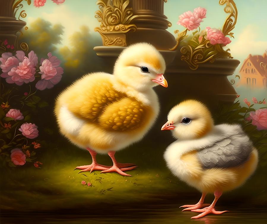 Easter Chickens, Generative AI Illustration Digital Art by Miroslav ...