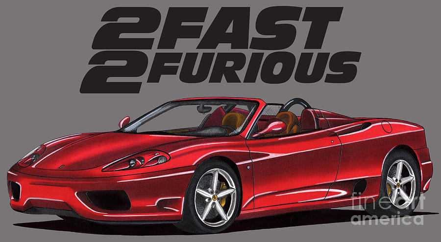 2 Fast 2 Furious Ferrari F360 Modena Spider Drawing by Vladyslav ...
