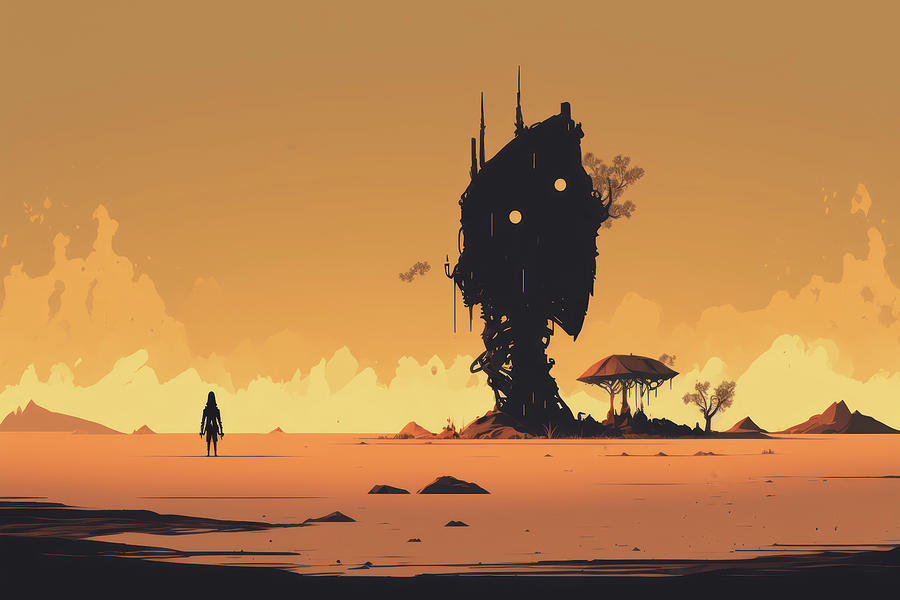 Generative AI illustration image of surreal sci-fi concept art a ...