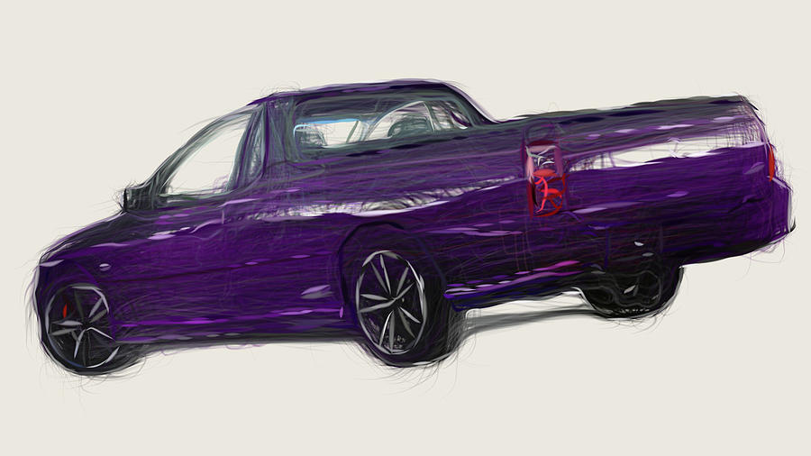 Holden Ute SVZ Car Drawing Digital Art by CarsToon Concept - Fine Art ...