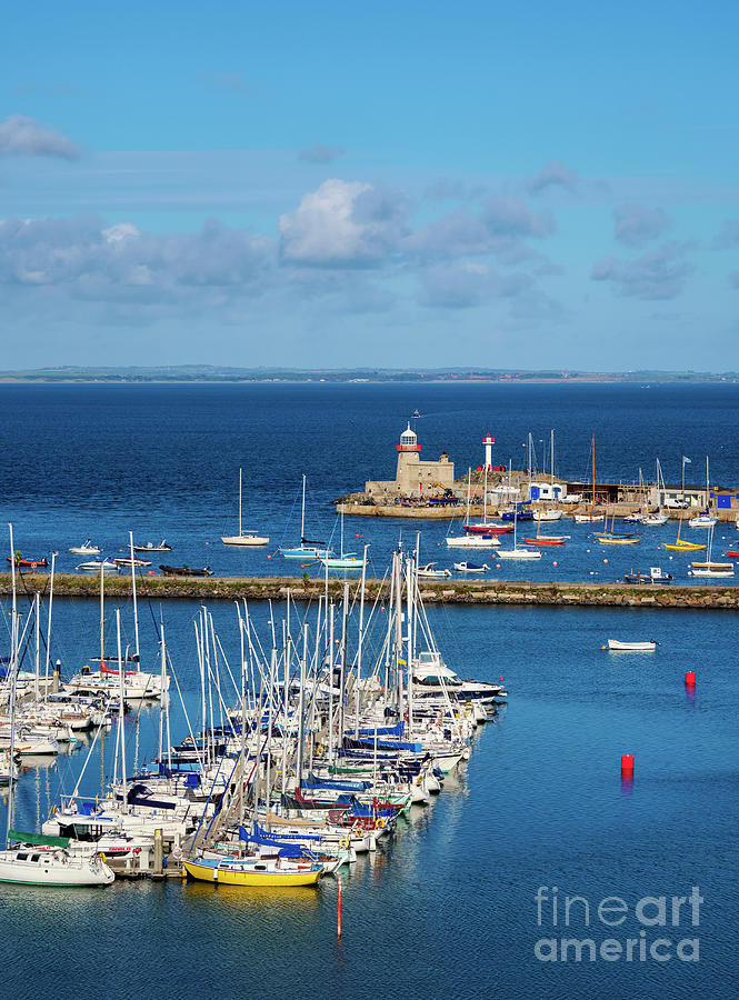 Howth Lighthouse and Harbour, elevated view, Howth, County Dublin ...