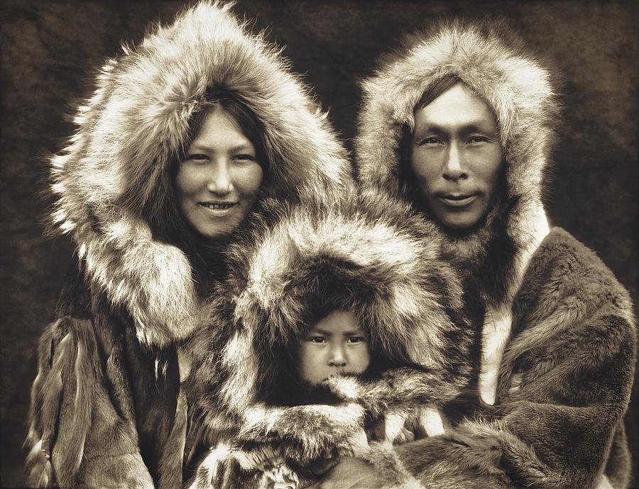 Inupiat Family from Noatak, Alaska 1929 Photograph by Edward S Curtis ...