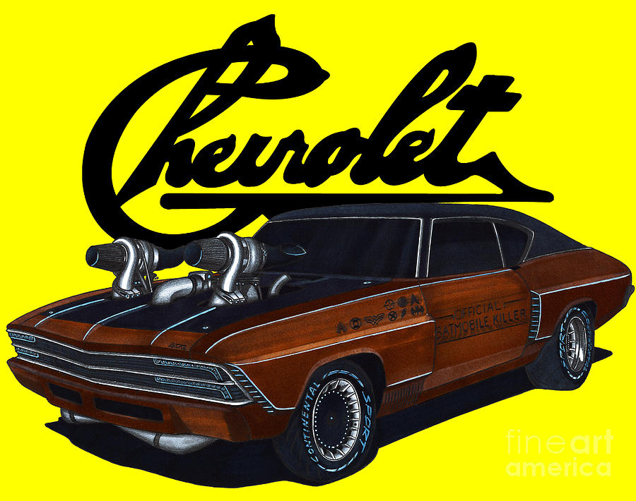 Muscle Car Chevrolet Chevelle SS V8 Twin Turbo Drawing by Vladyslav ...