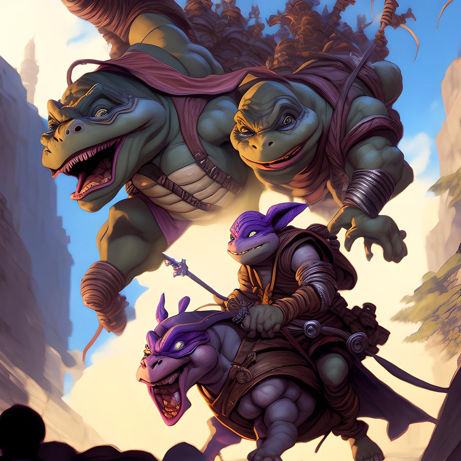 Ninja Turtles, Generative AI Illustration Digital Art by Miroslav ...