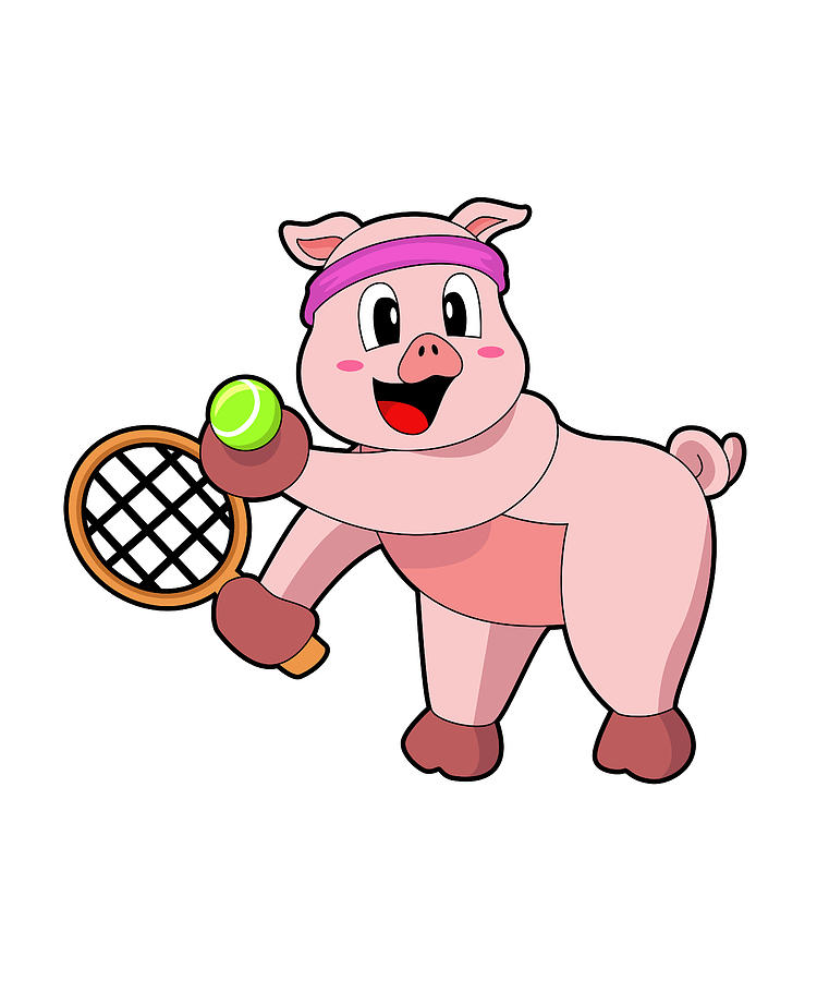 Pig at Tennis with Tennis racket Painting by Markus Schnabel - Fine Art ...