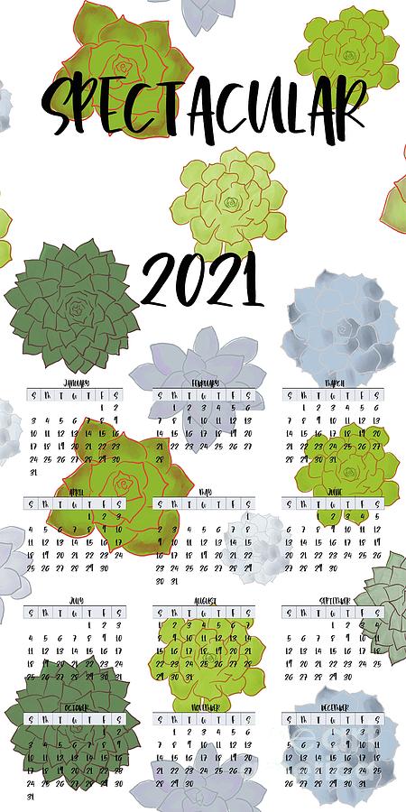 2021 Calendar Succulents Digital Art by Priscilla Wolfe - Fine Art America