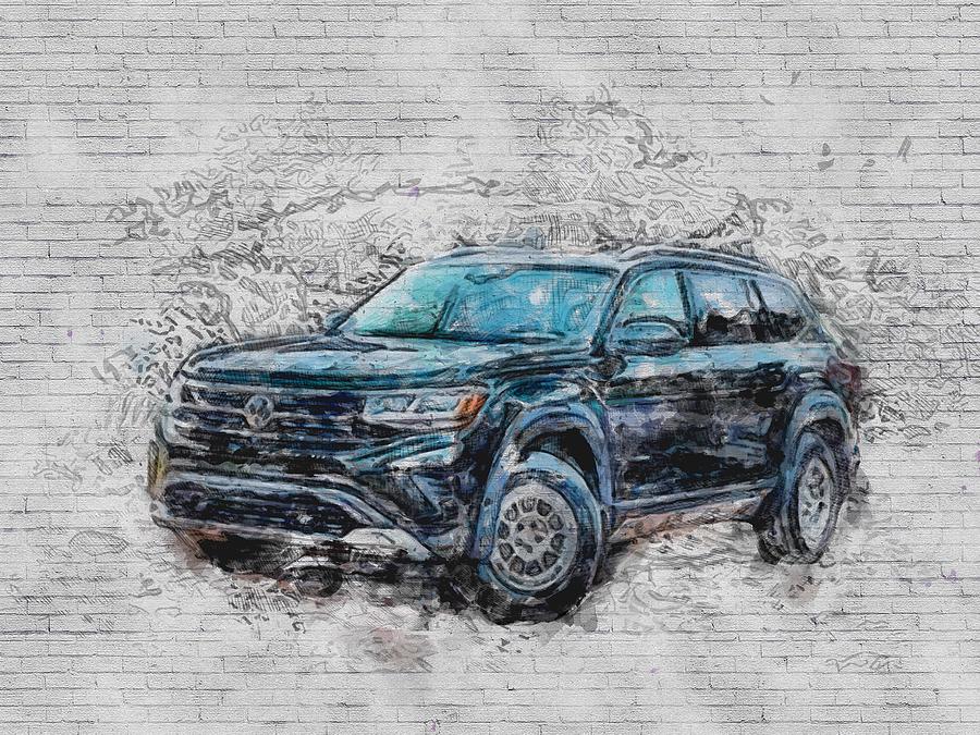 2021 Volkswagen Atlas Basecamp front view exterior green SUV new green ...