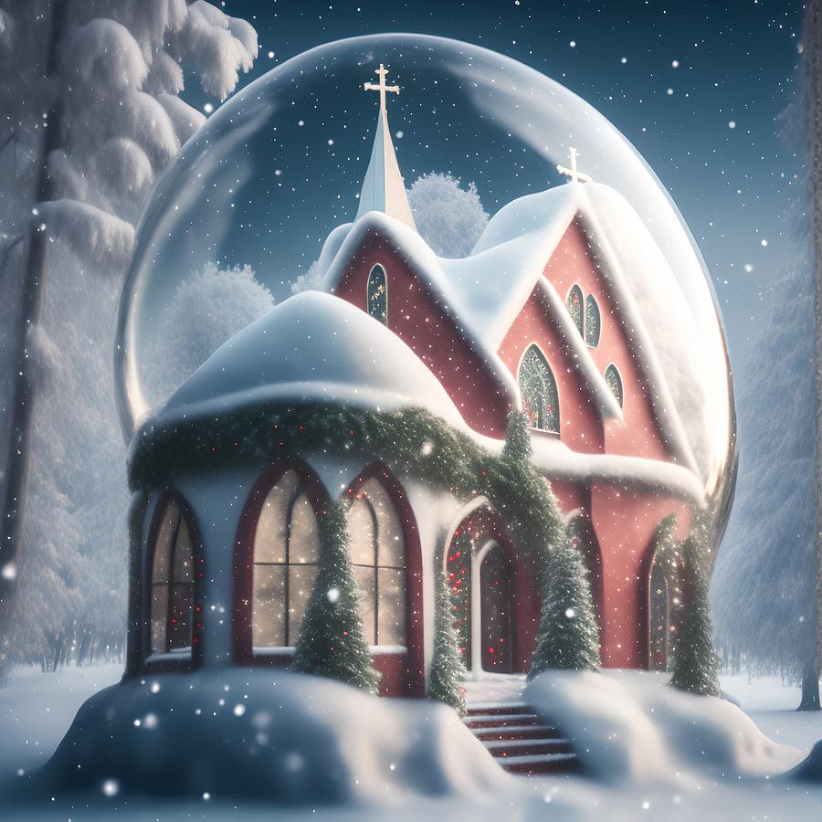 Christmas Snow Globe, Generative AI Illustration Digital Art by ...