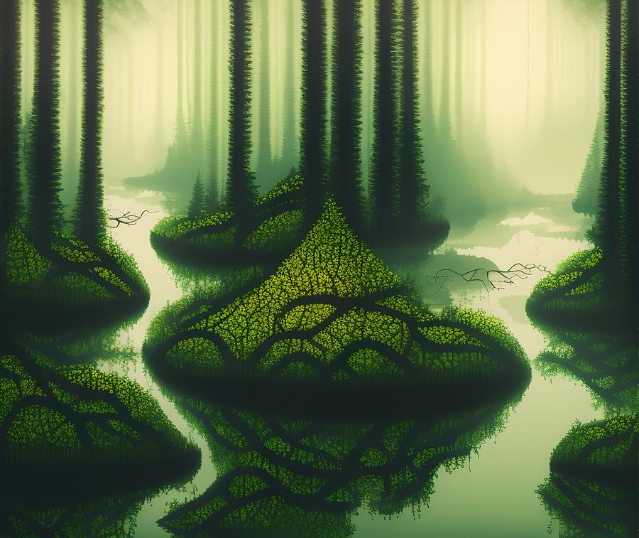Mysterious Forest, Generative AI Illustration Digital Art by Miroslav Nemecek - Fine Art America