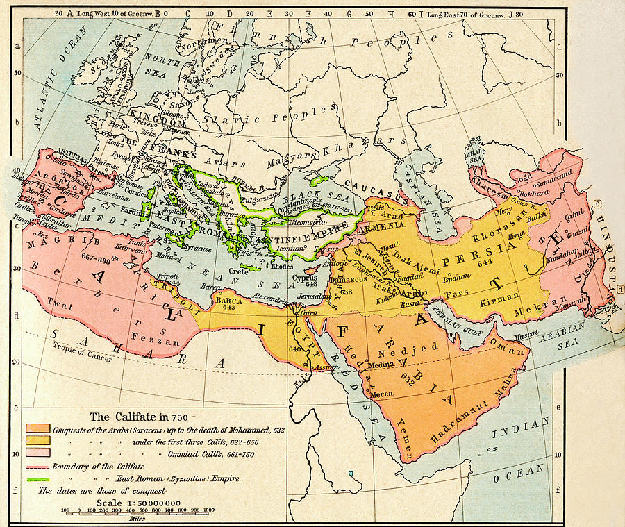 2607182 Map of the Muslim expansion Drawing by Universal History ...