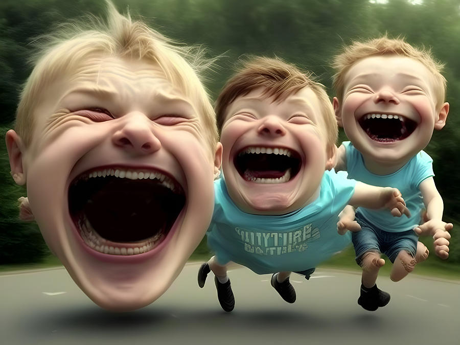 AI Joke - Very Cheerful Laughing Children, Generative AI Illustr ...