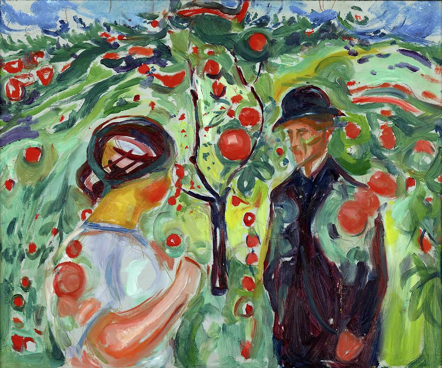 Beneath the Red Apples #3 Painting by Edvard Munch - Pixels Merch