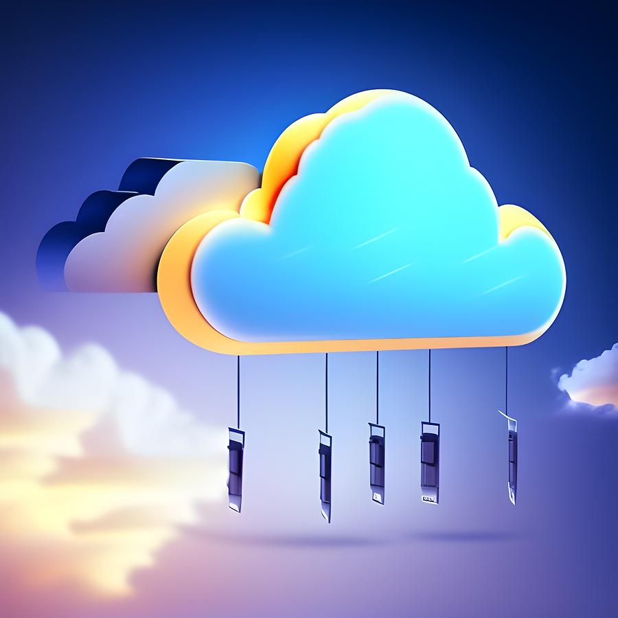 Cloud Computing Technology, Generative AI Illustration Digital Art by ...