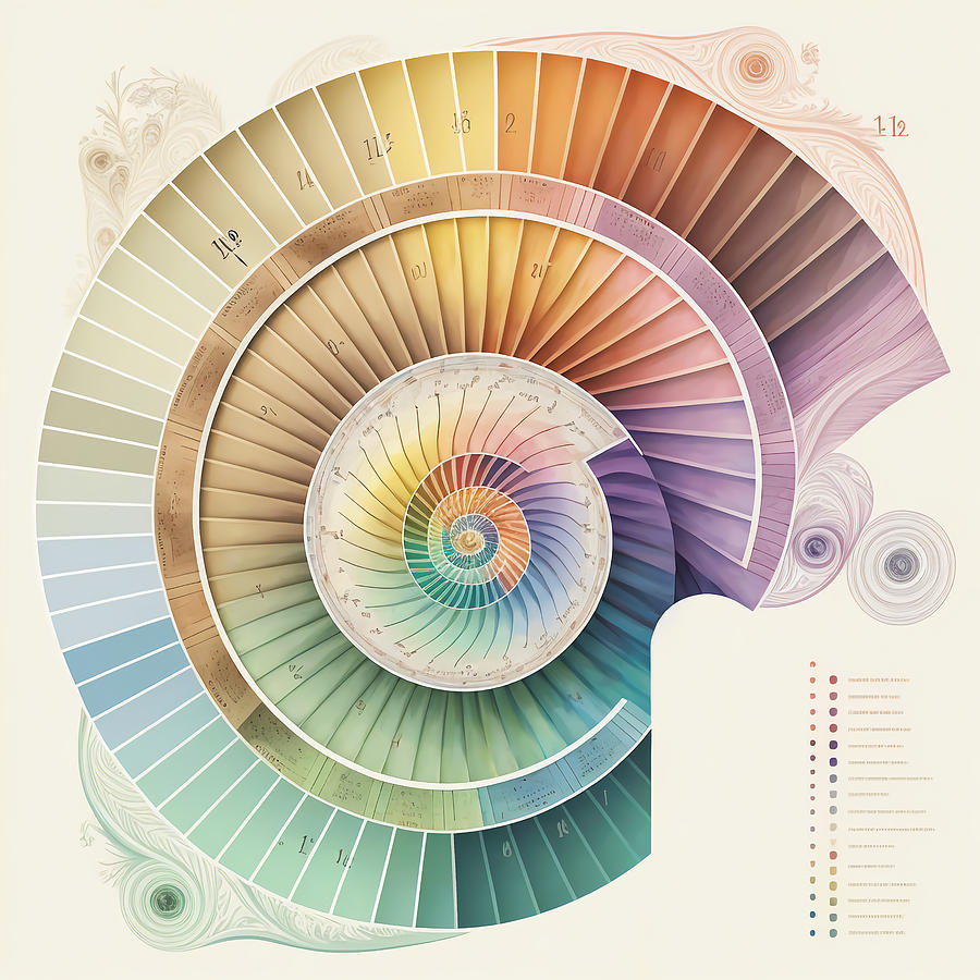 Coral Sacred Fibonacci Style Spiral Infographic Abstract Drawing by ...