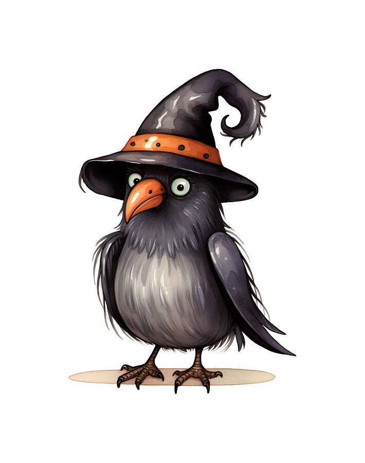 Halloween Creepy Black Crow Bird Spooky Autumn Digital Art by Heidi ...