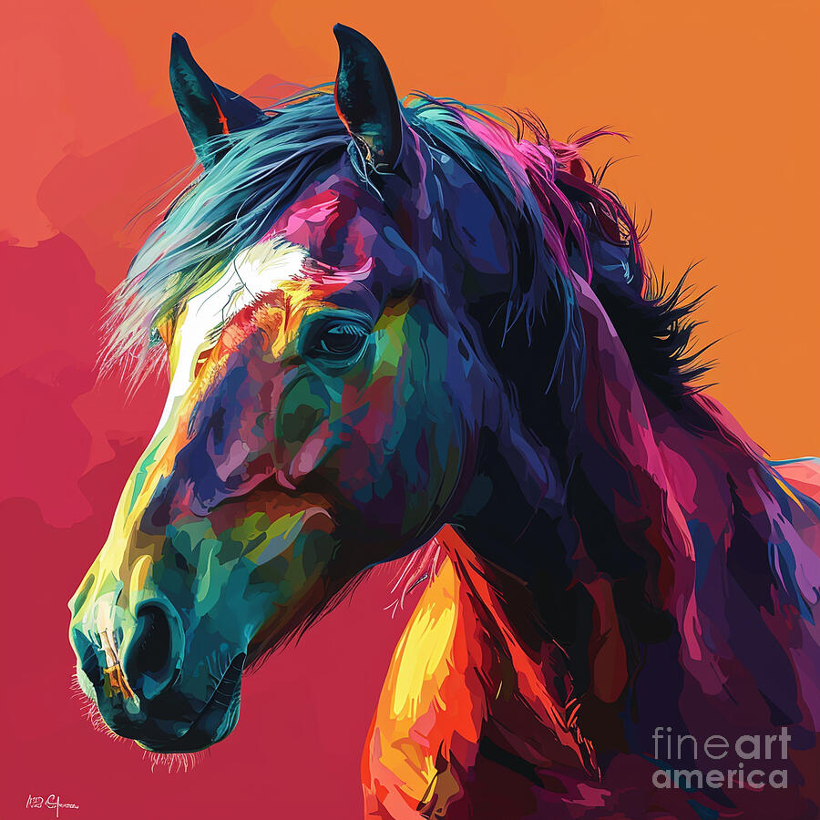Horse Wpap Art style raw stylize 250 by Asar Studios #3 Painting by Celestial Images - Pixels