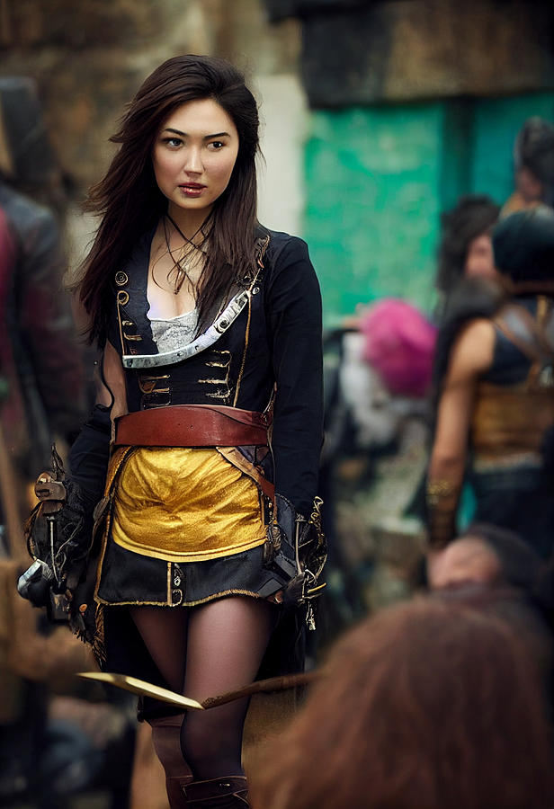 Mixture Of Gemma Chan And Jessica Henwick Piratepunk Miniskirt Digital Art by Ngoc Tuan Nguyen ...
