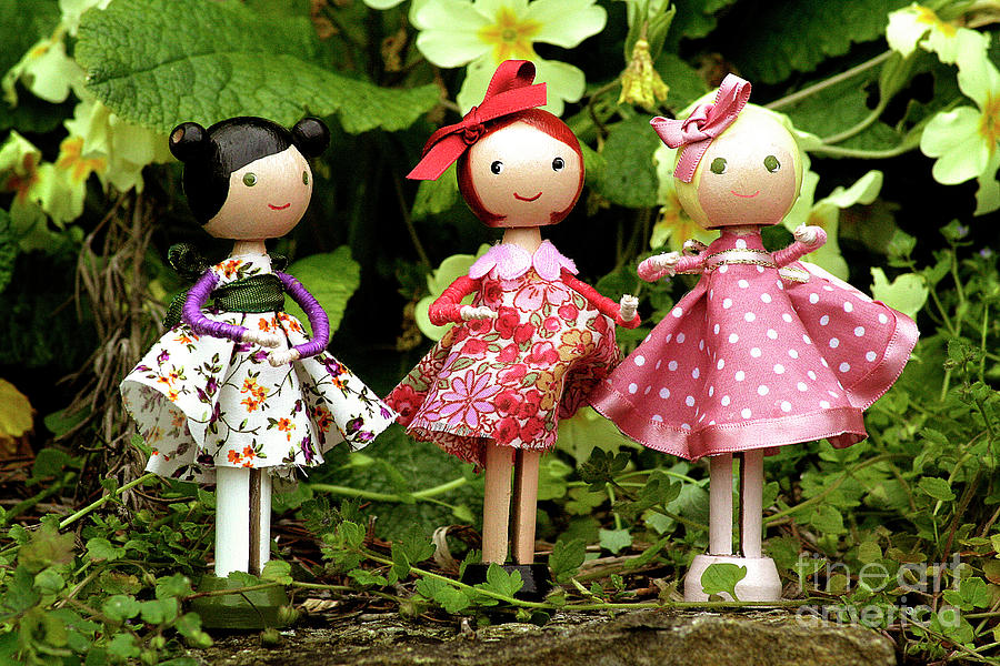3 Pretty toy peg dolls Digital Art by Bigalbaloo Stock - Fine Art America