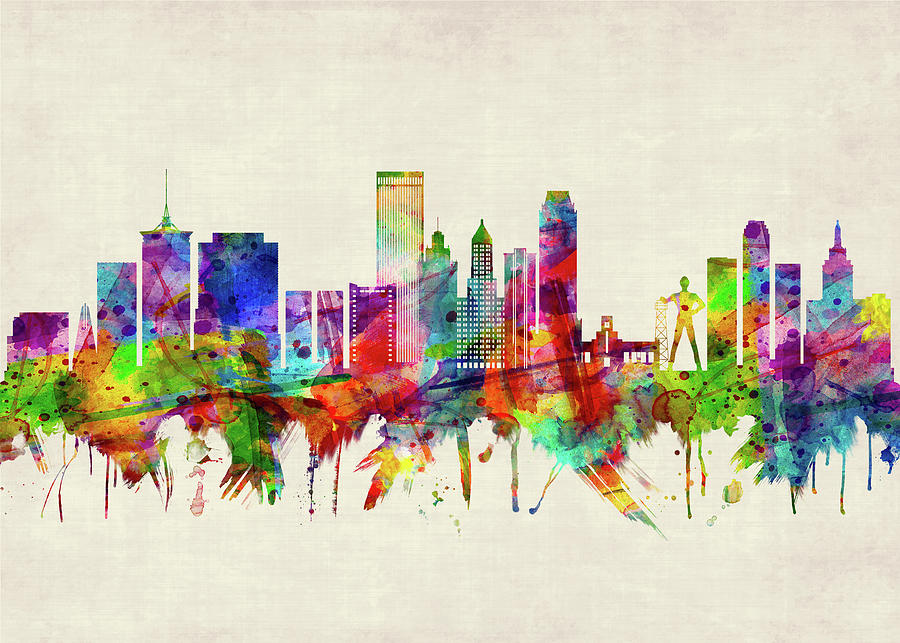 Tulsa Oklahoma Skyline Mixed Media by NextWay Art - Fine Art America