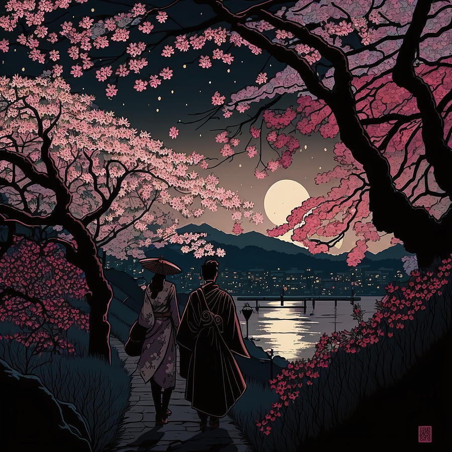 Ukiyo-E Retro Japanese - Love During Wartime, Romance in History Digital Art by Darkness By ...