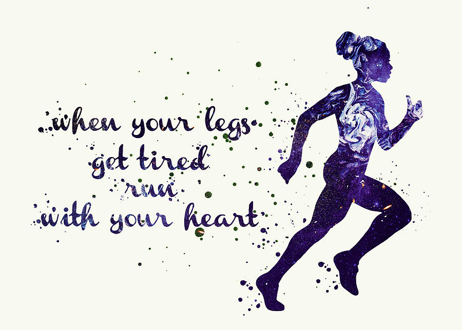 Watercolor Female Runner Watercolor Print Afro Runner Woman Girl When ...
