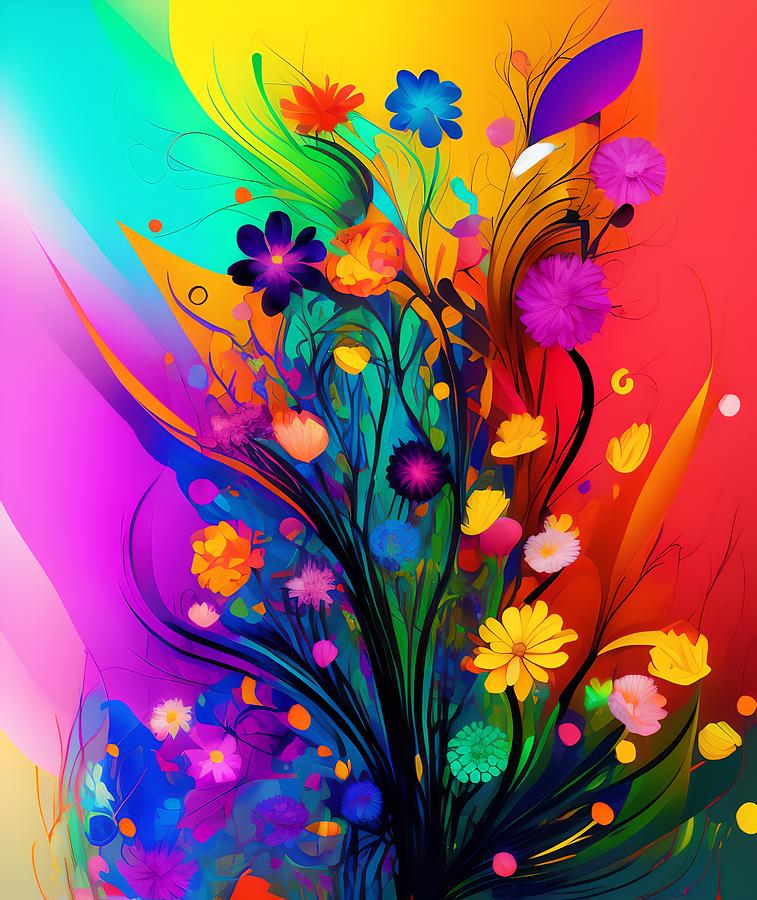 Abstract Floral Design, Generative AI Illustration Digital Art by ...
