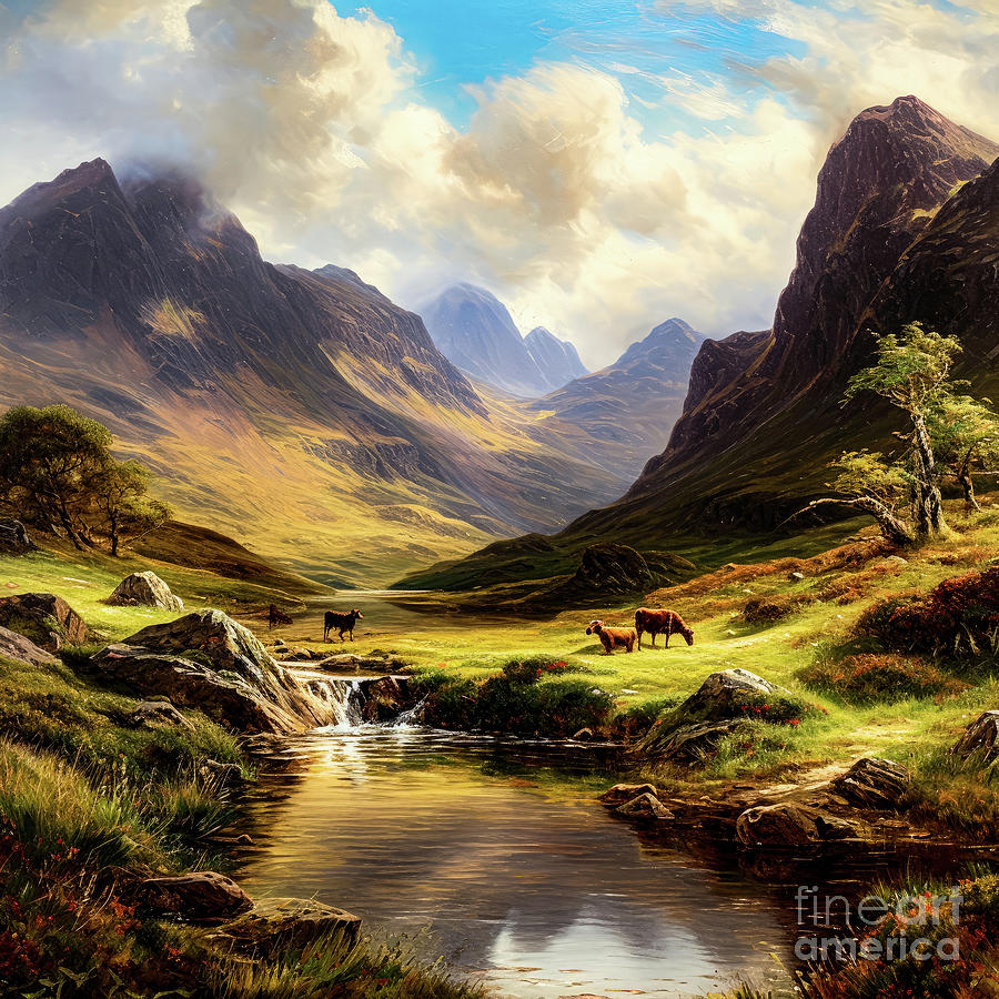 Scottish Highlands Digital Art by Fine Art Attic - Fine Art America