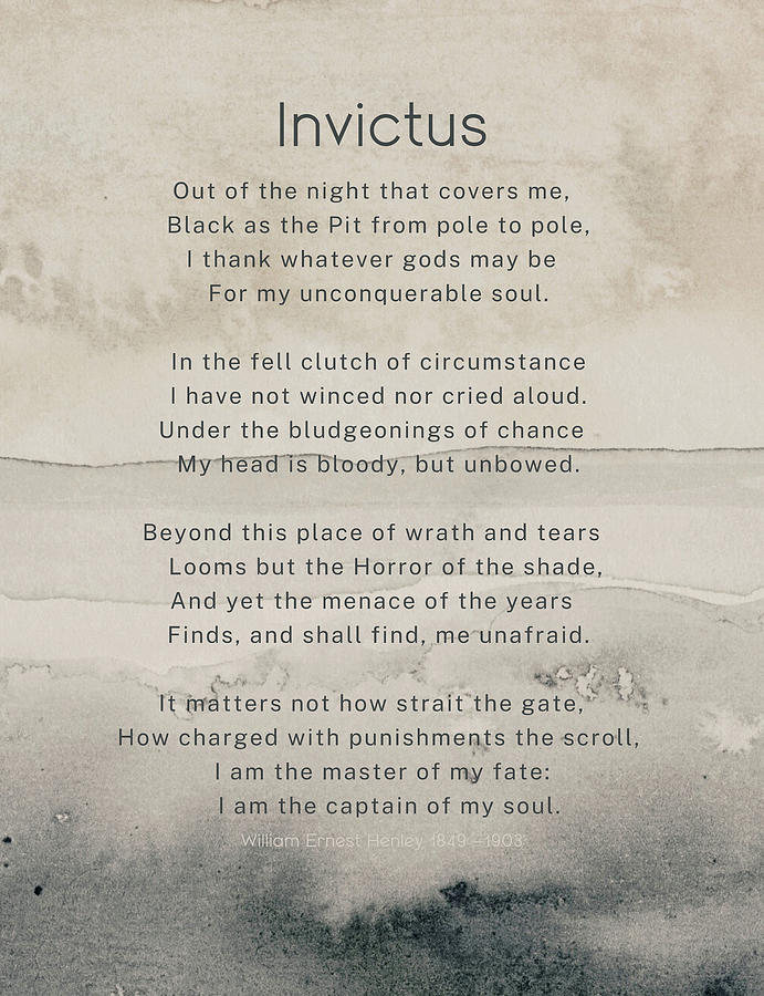 Invictus Poem by William Ernest Henley Painting by Toni Grote - Fine ...