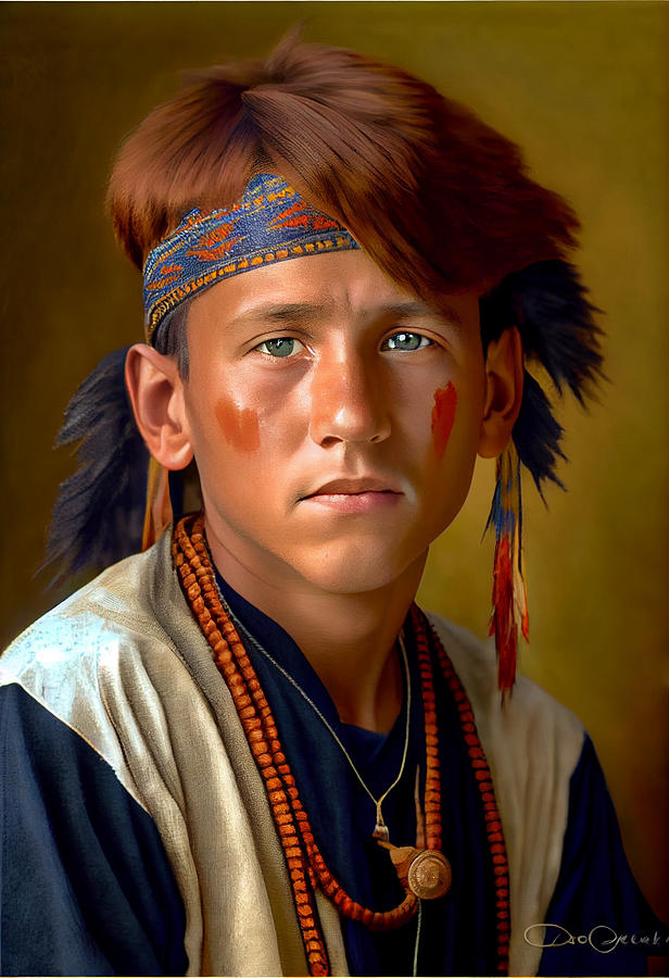 Very handsome young native American Indian boy by Asar Studios Digital ...