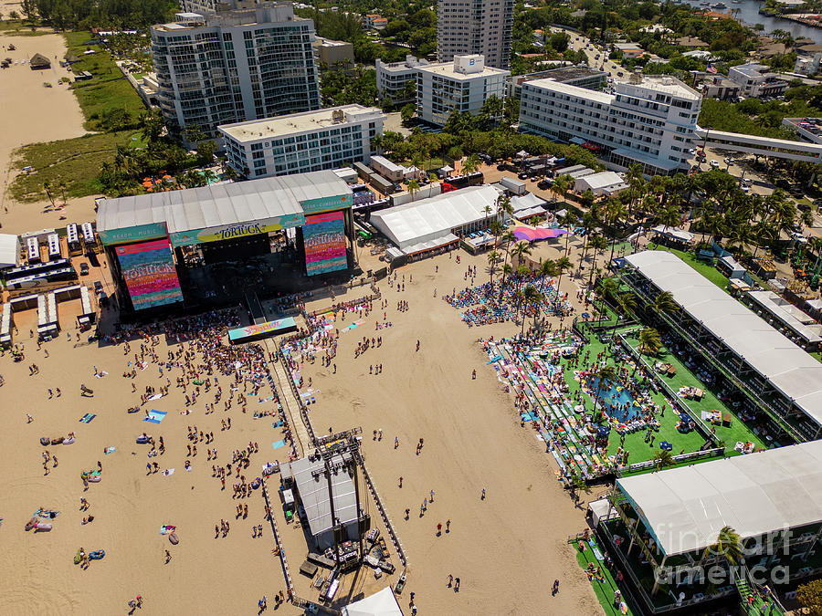 Aerial photo Tortuga Music Festival on Fort Lauderdale Beach FL Photograph by Felix Mizioznikov ...