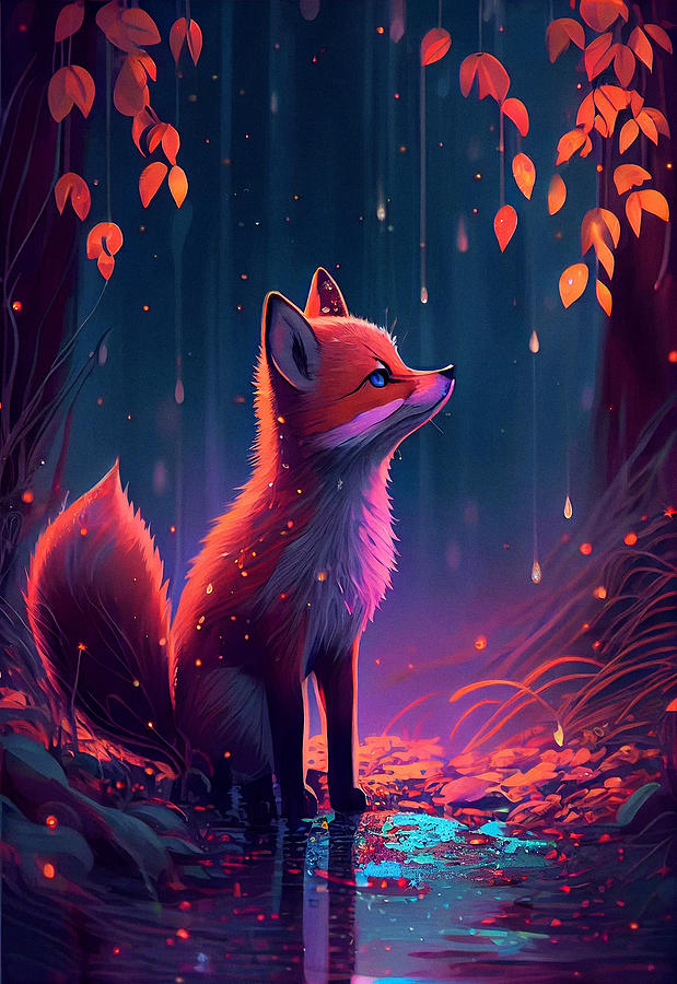 Cute Fox Digital Art By Sampadart Gallery Fine Art America