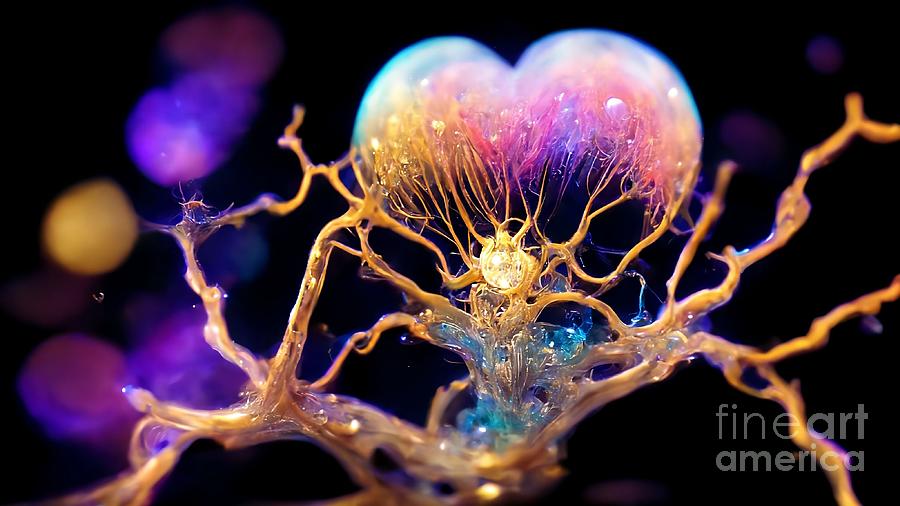 Macro Close Up Of Quantum Connections Of A Single Neuron Branching Out