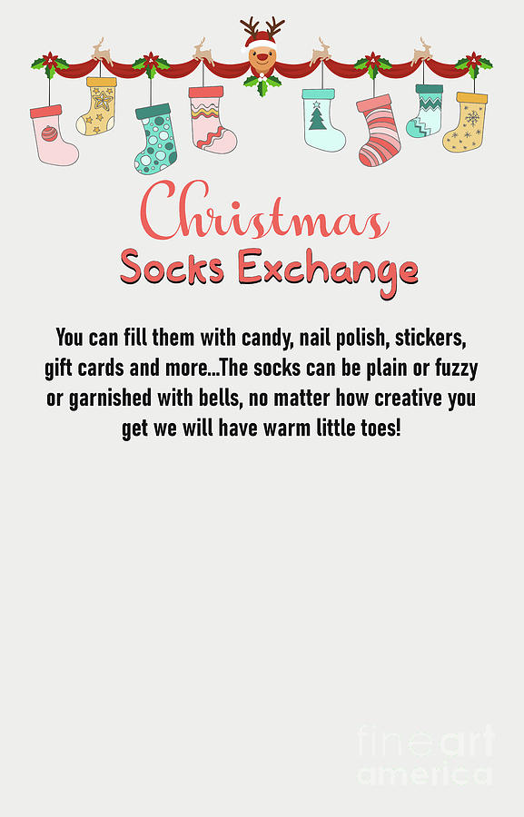 Merry Christmas happy stocking sock exchange party blank invitation ...