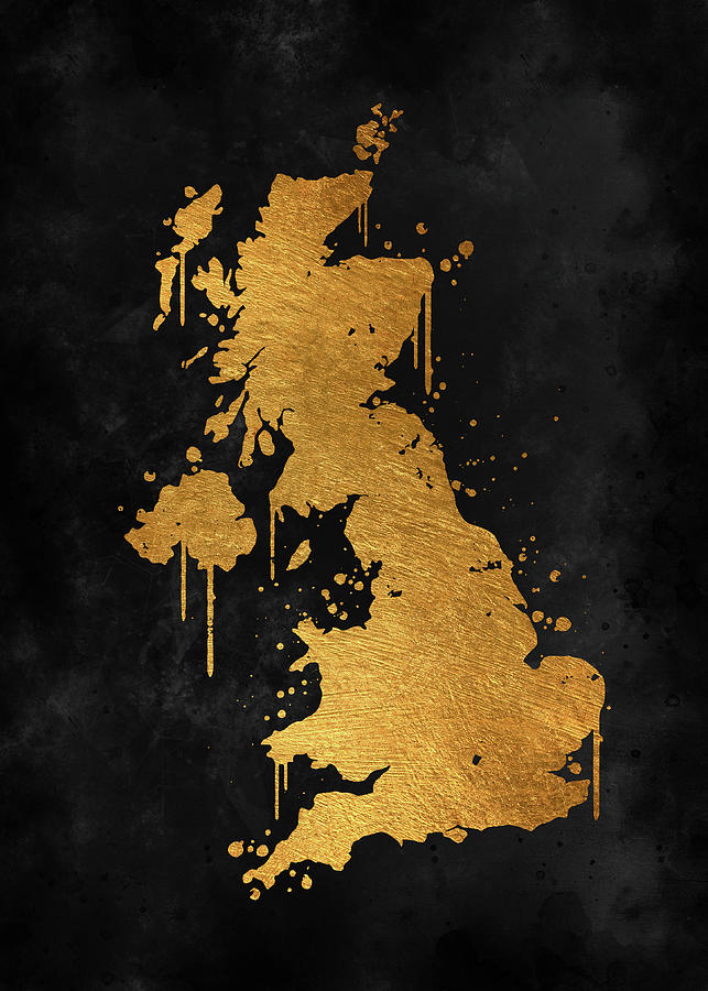 Watercolor United Kingdom Map, United Kingdom Watercolor, Abstract Map ...