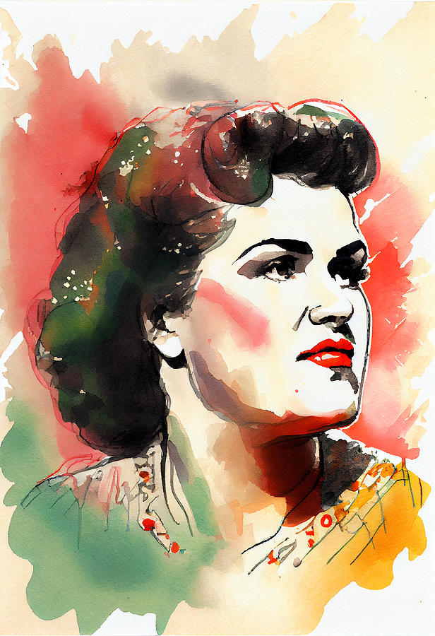Patsy Cline Watercolour Mixed Media by Tim Hill - Fine Art America