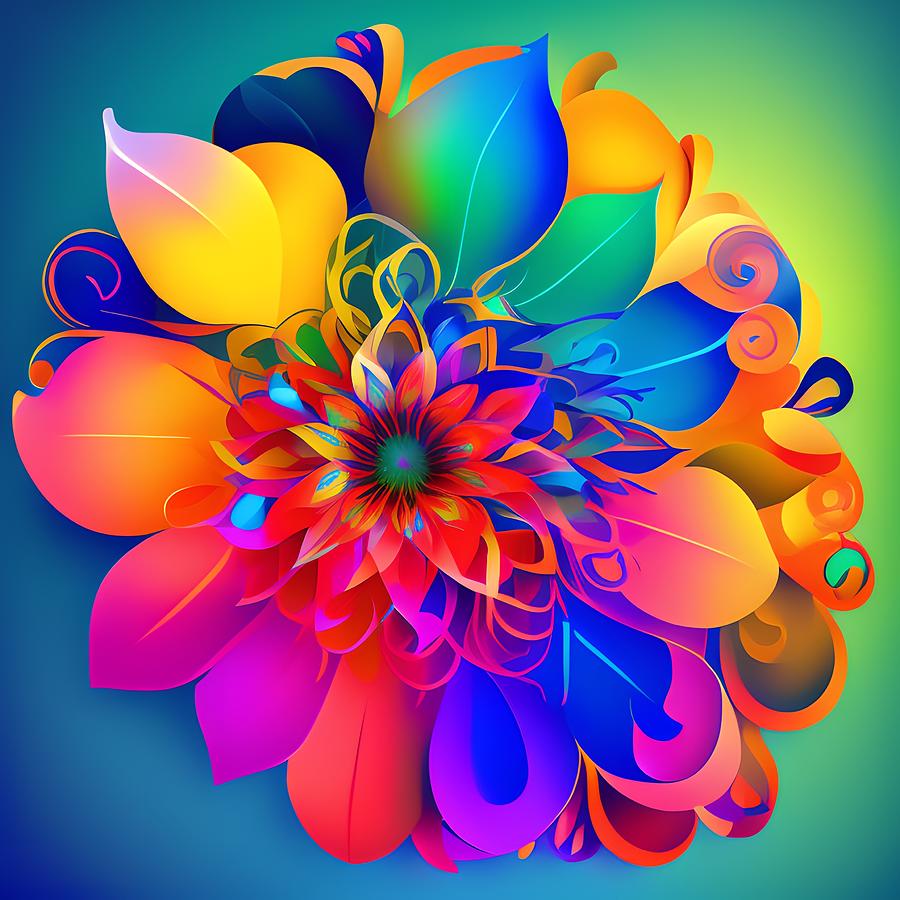 Abstract Floral Design, Generative AI Illustration Digital Art by ...