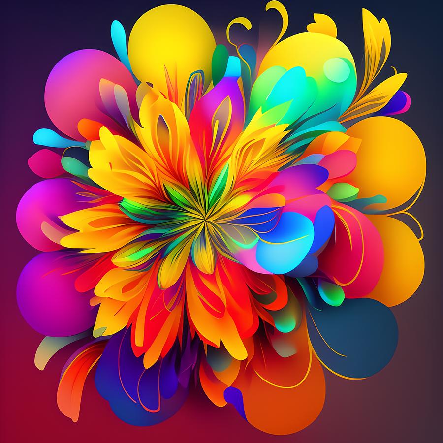 Abstract Floral Design, Generative AI Illustration Digital Art by ...