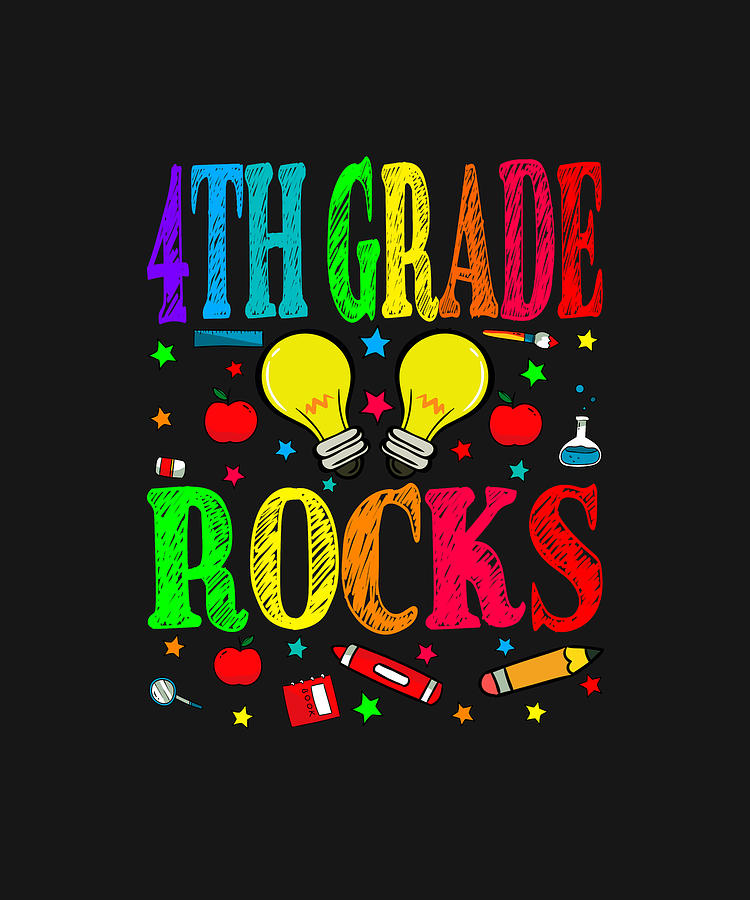 4th Grade Rocks Teacher Student Back To School Drawing by ...