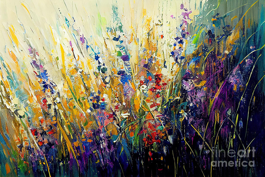 A splashy vibrant mass of wild flowers by Asar Studios Digital Art by Celestial Images - Fine ...